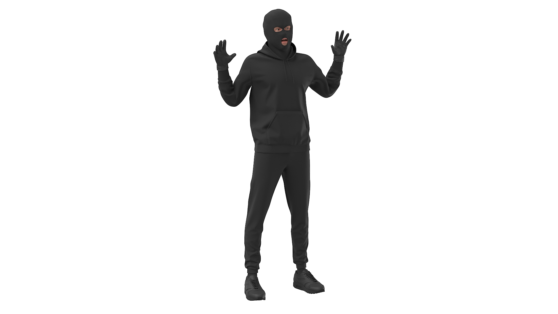 3D Thief Male Figure In Balaclava Surrender Pose - TurboSquid 2340786