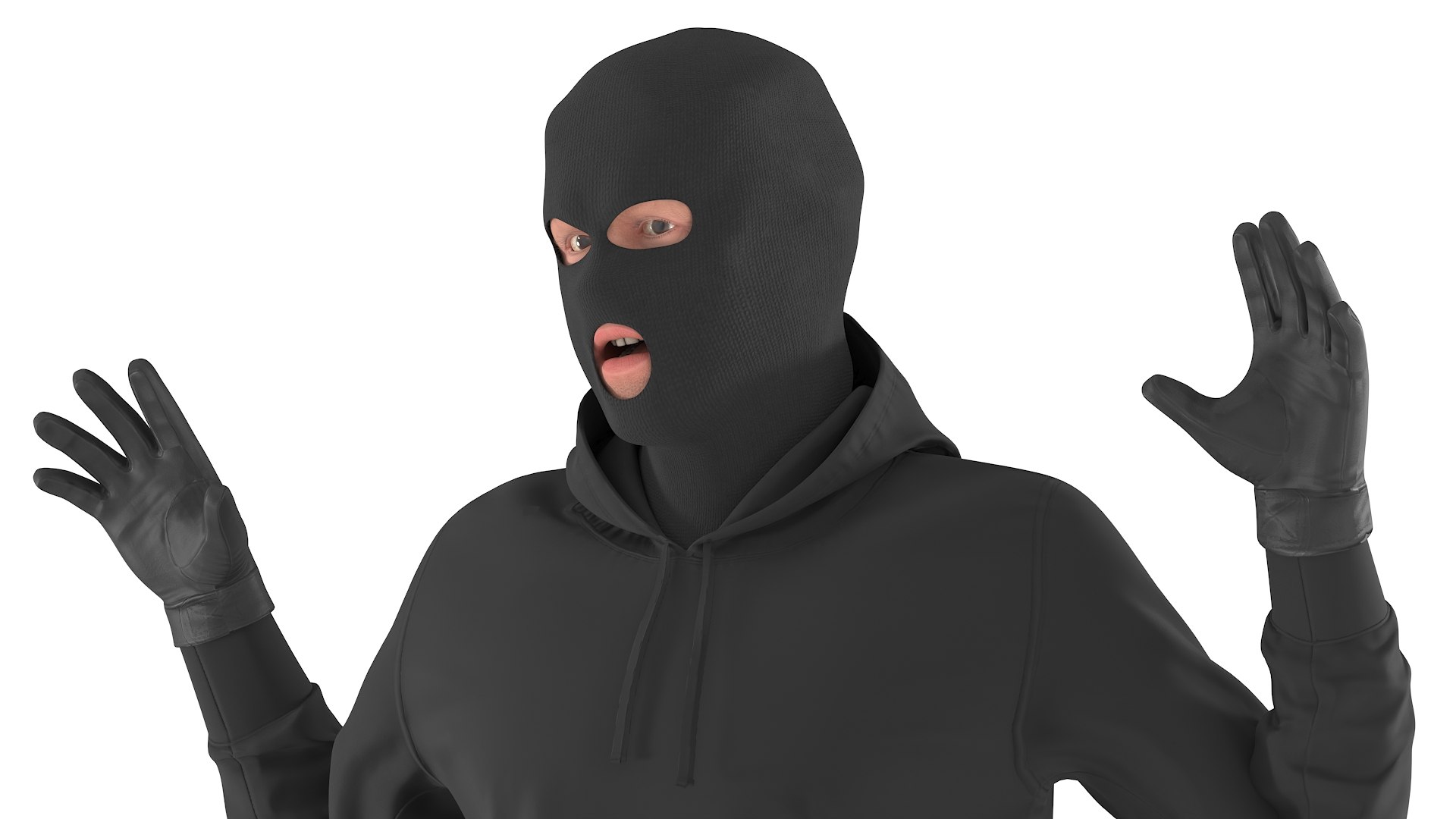 3D Thief Male Figure In Balaclava Surrender Pose - TurboSquid 2340786