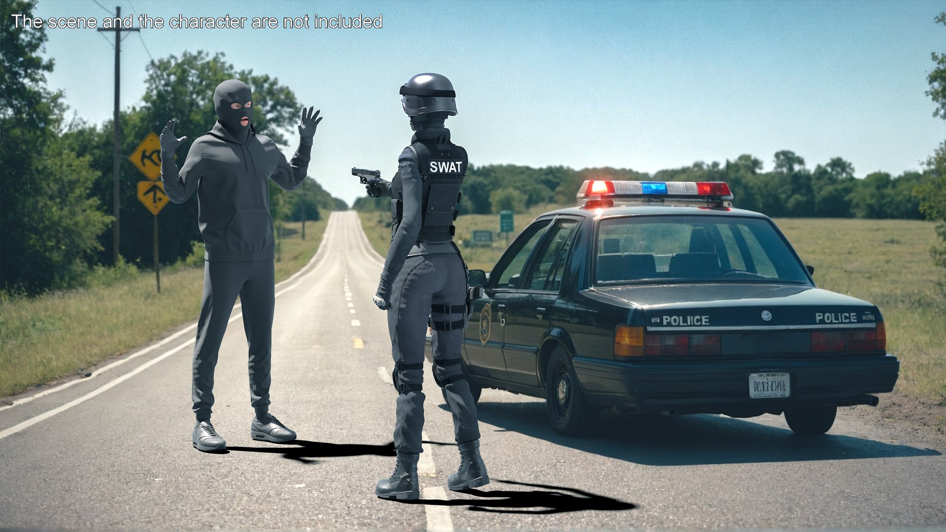 3D Thief Male Figure In Balaclava Surrender Pose - TurboSquid 2340786