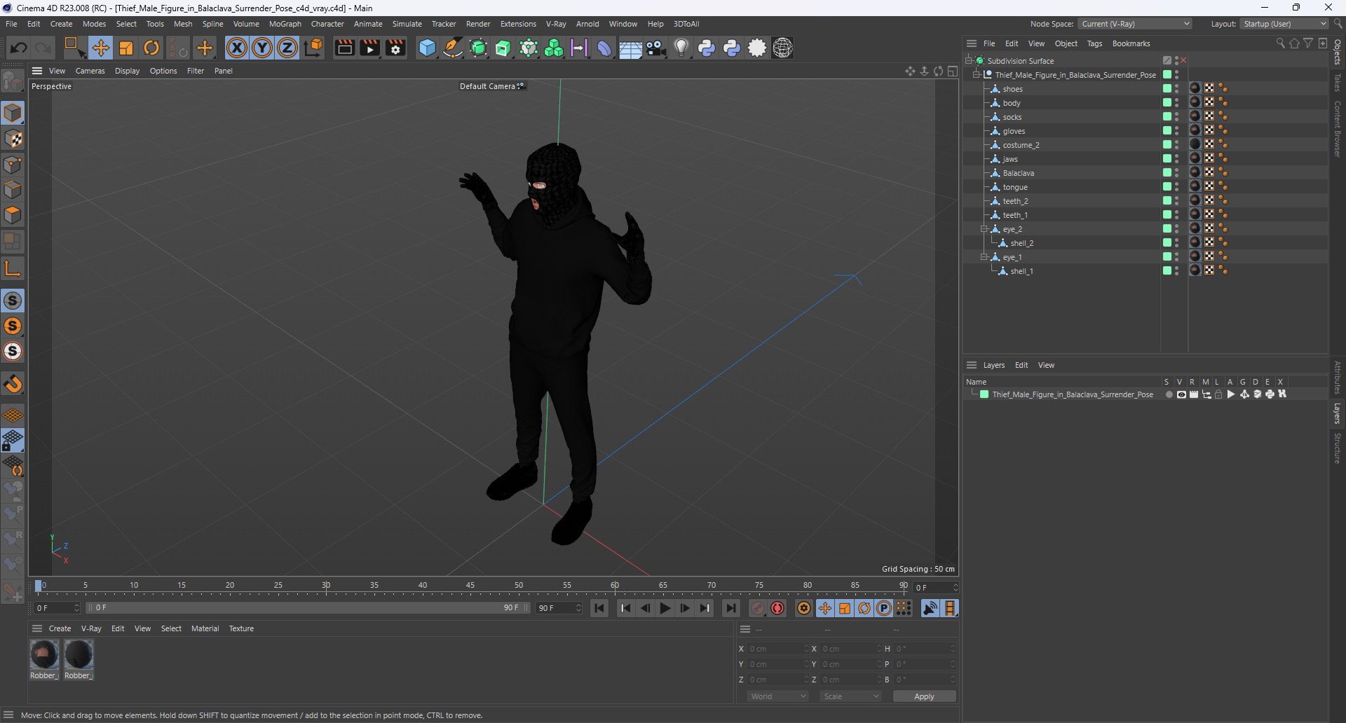 3D Thief Male Figure In Balaclava Surrender Pose - TurboSquid 2340786