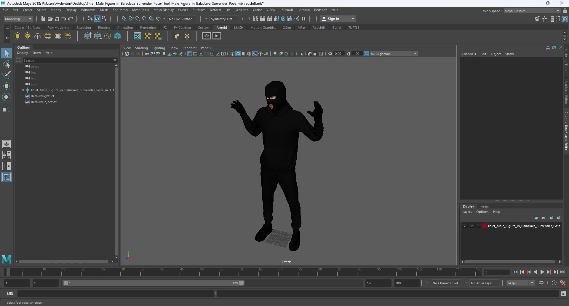 3D Thief Male Figure In Balaclava Surrender Pose - TurboSquid 2340786