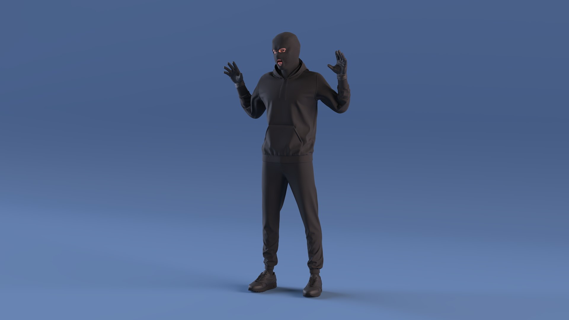 3D Thief Male Figure In Balaclava Surrender Pose - TurboSquid 2340786
