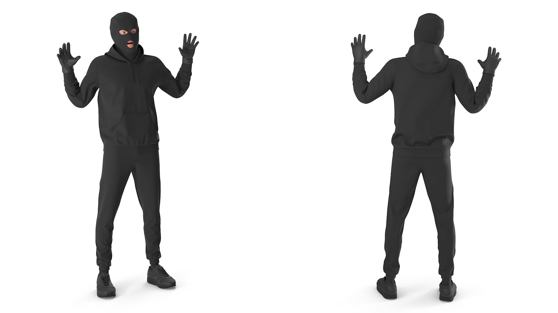3D Thief Male Figure In Balaclava Surrender Pose - TurboSquid 2340786
