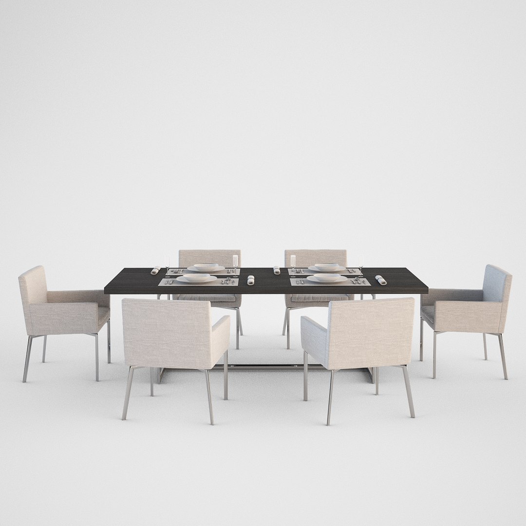 Modern Table Set 3d Model