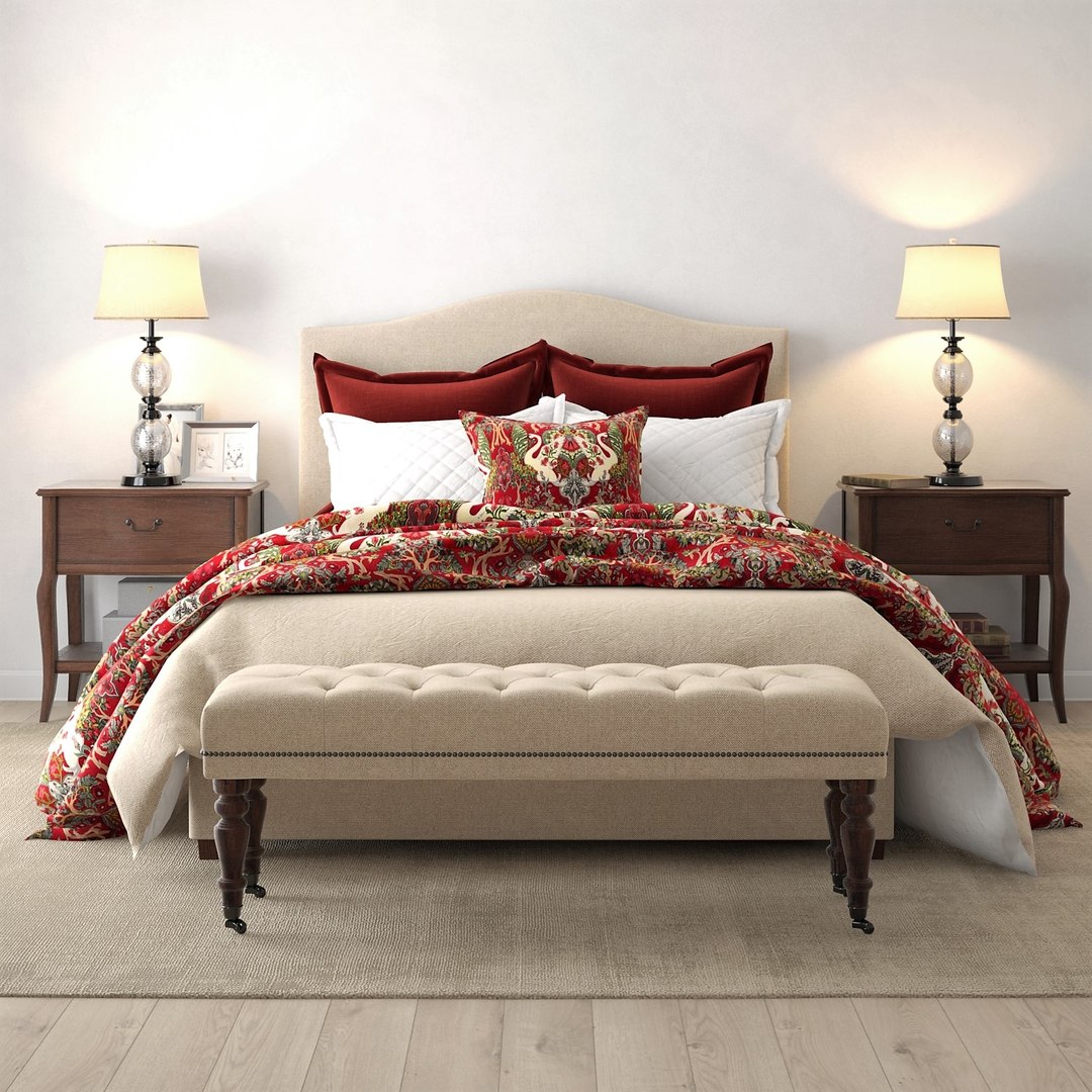 3D Pottery Barn Raleigh Bed Model - TurboSquid 1488319