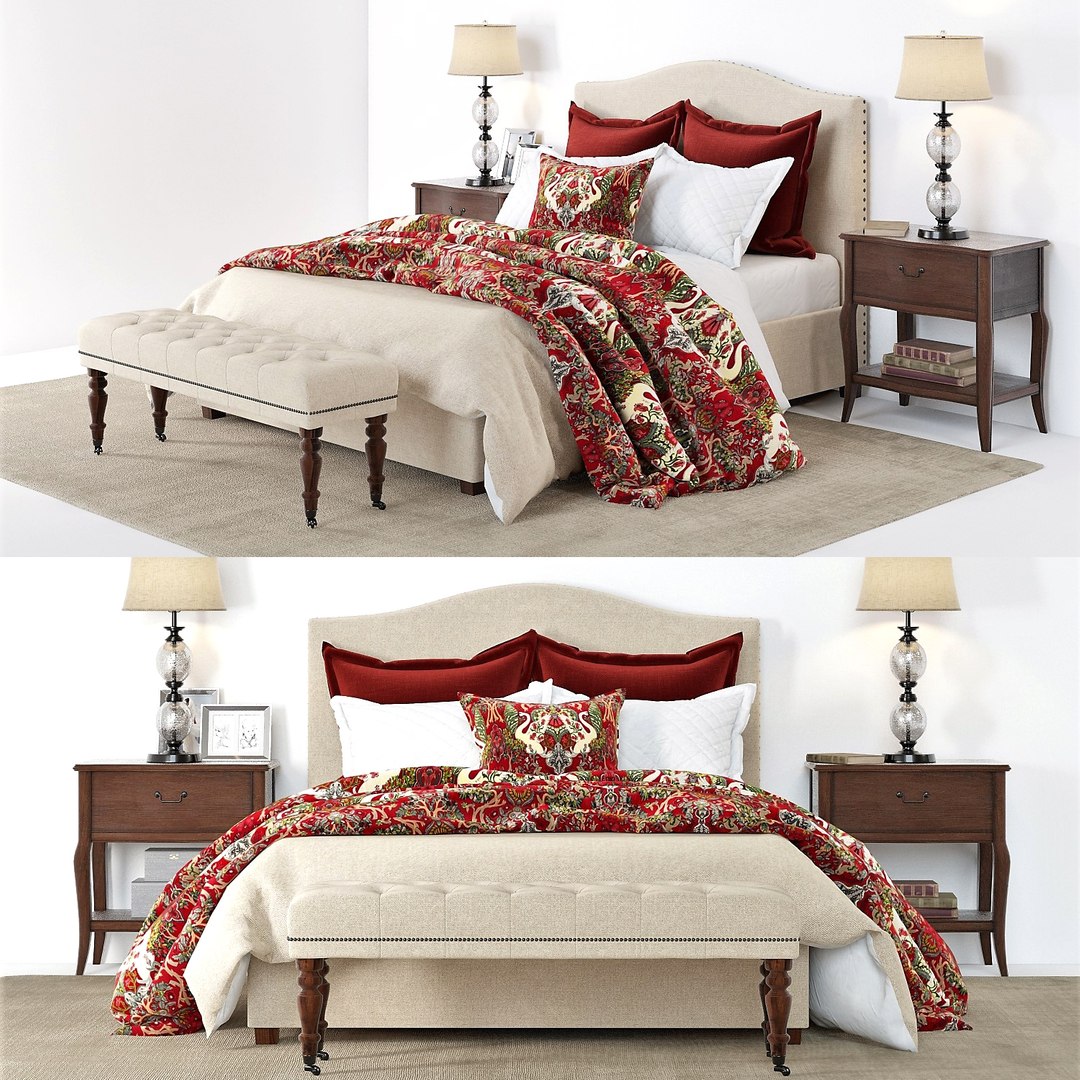3D Pottery Barn Raleigh Bed Model - TurboSquid 1488319