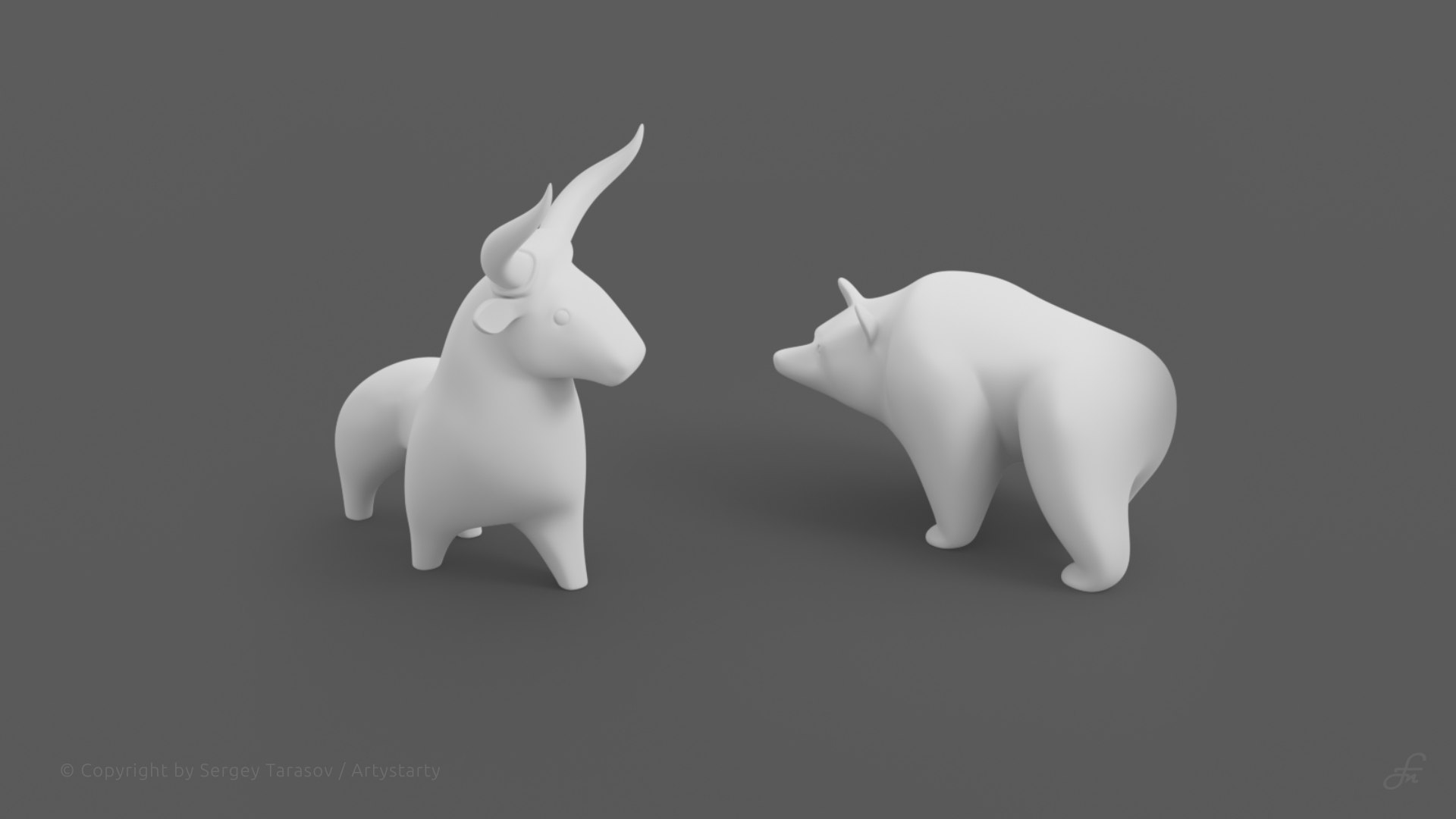 Set Bull Bear Model - TurboSquid 1212425
