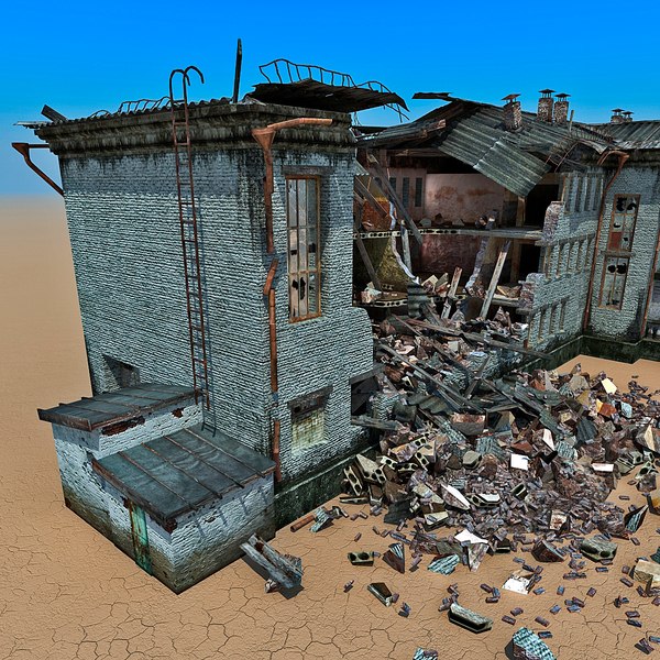 3d destroyed house 10 model