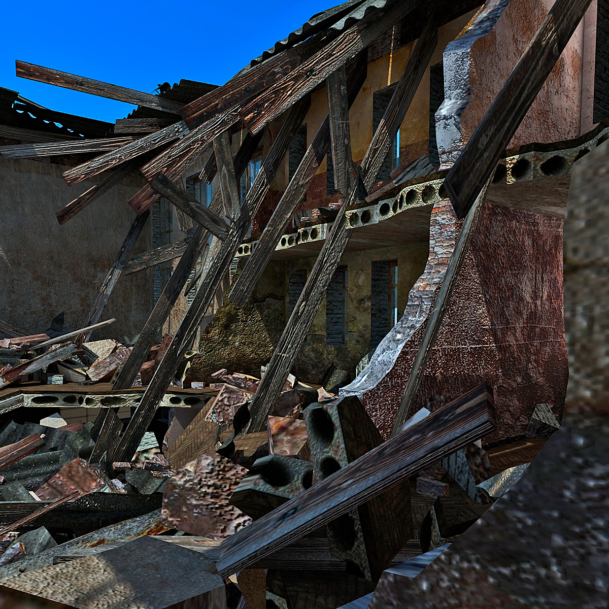 3d destroyed house 10 model