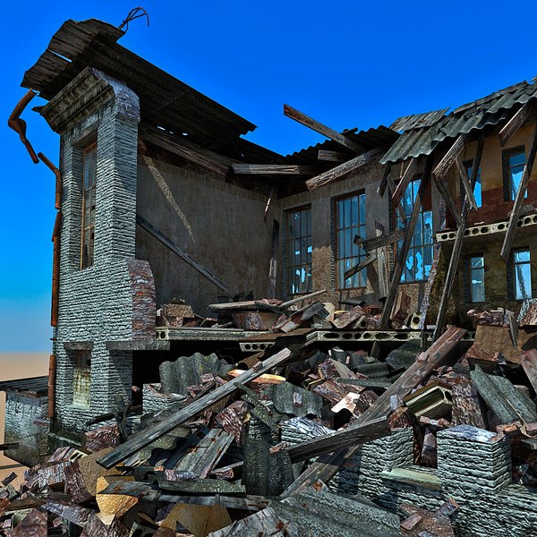 3d destroyed house 10 model