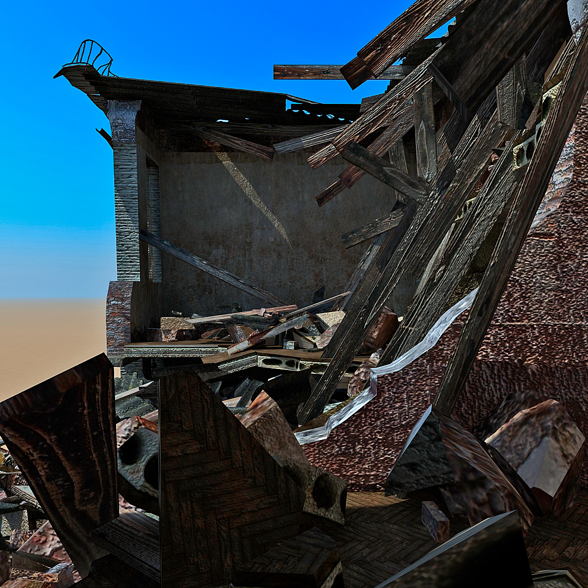 3d destroyed house 10 model