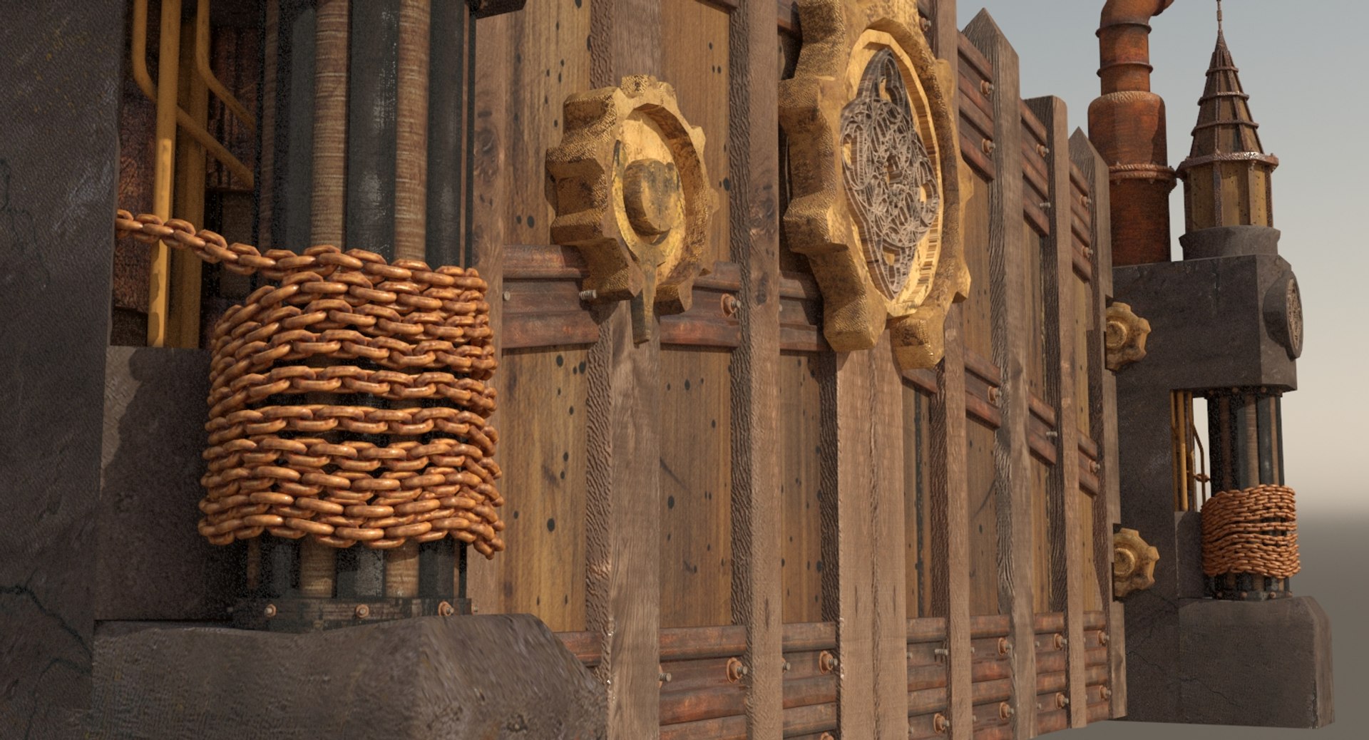 3d Steampunk Gate Model