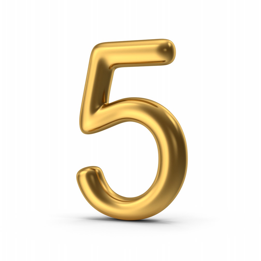 Number 5 Gold 3D Model - TurboSquid 1866337