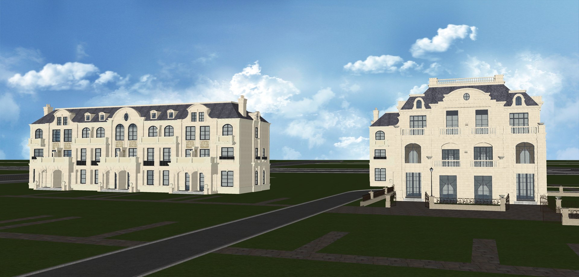 European Style Single-family Villa Manor Scenery Yard 3D Model 3D ...