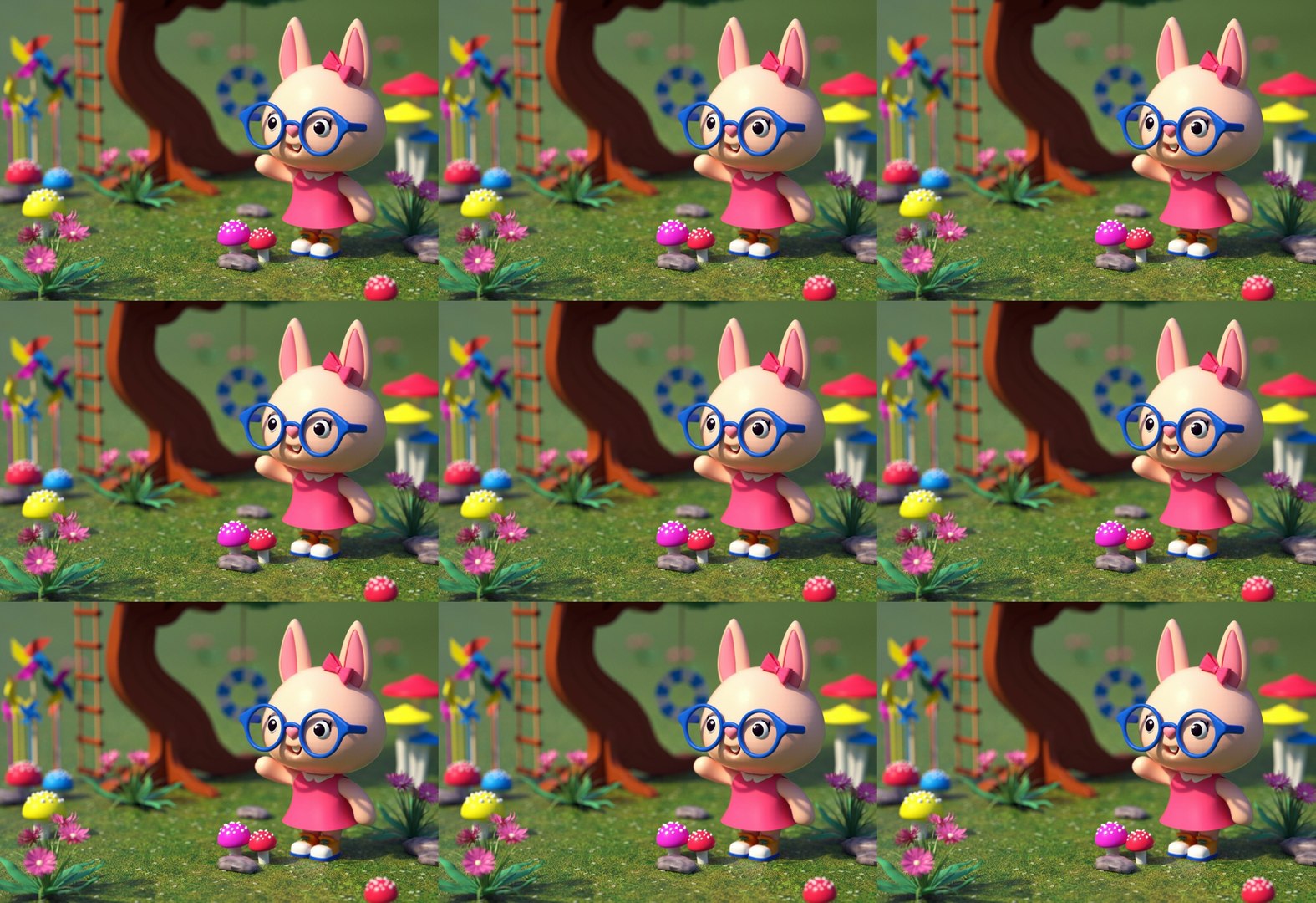Cartoon rabbit cute rabbit outstanding student rabbit spring outing C4D ...