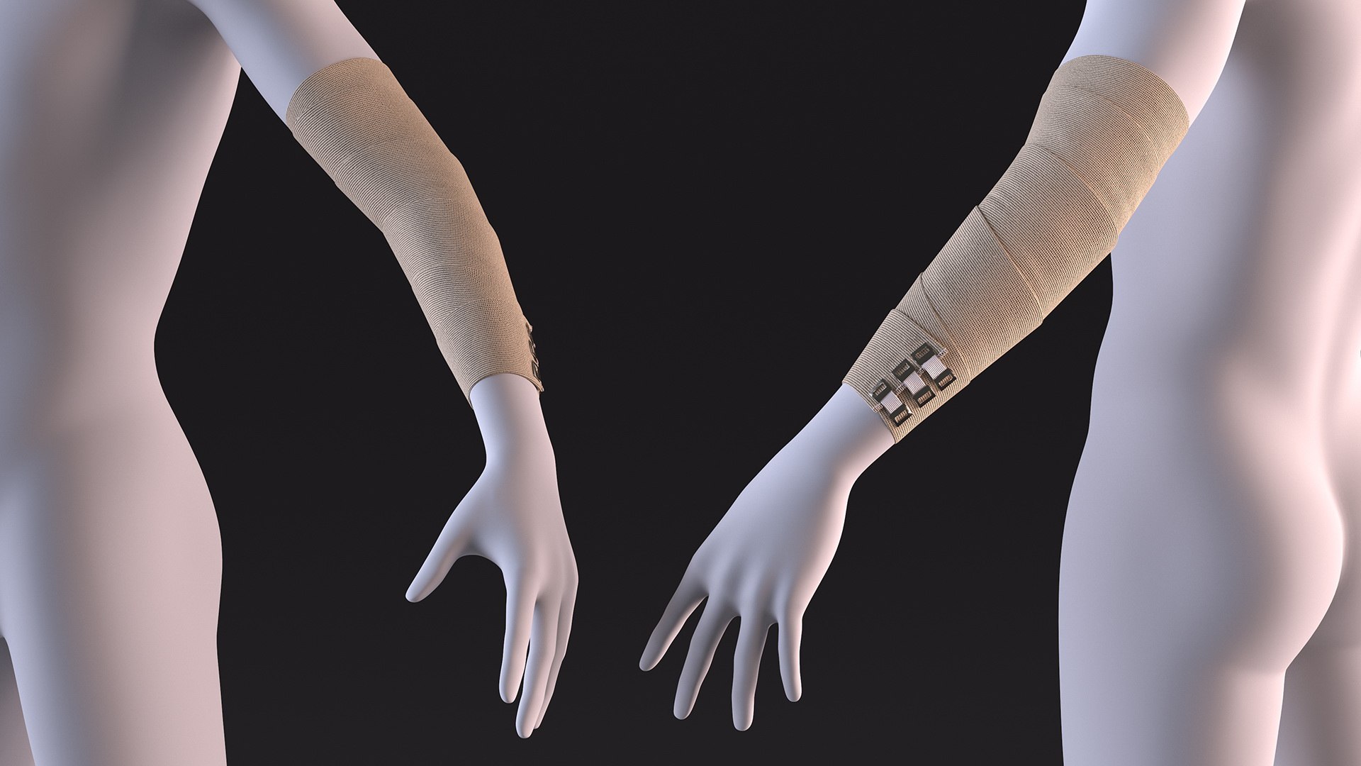3D Elastic Bandage Beige With Clamps Wrapped Around Hand On Mannequin ...