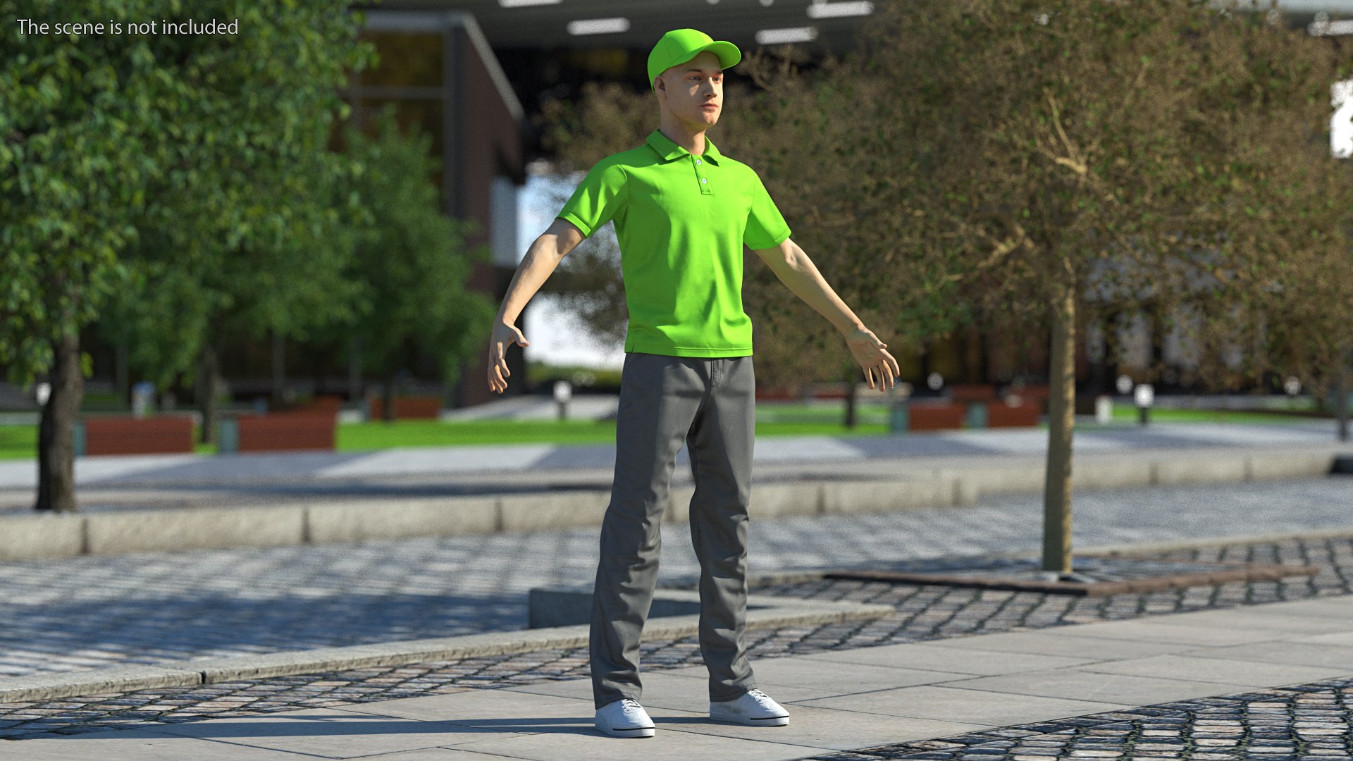 Delivery Service Man in Green Uniform Neutral Pose 3D model ...