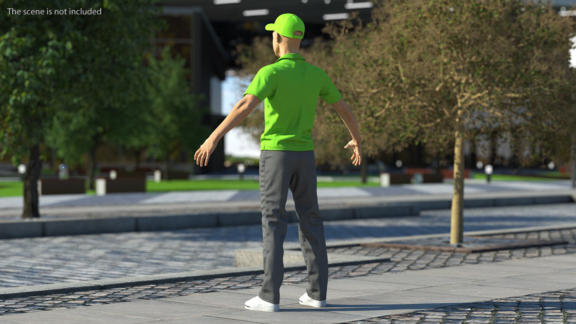 Delivery Service Man in Green Uniform Neutral Pose 3D model ...
