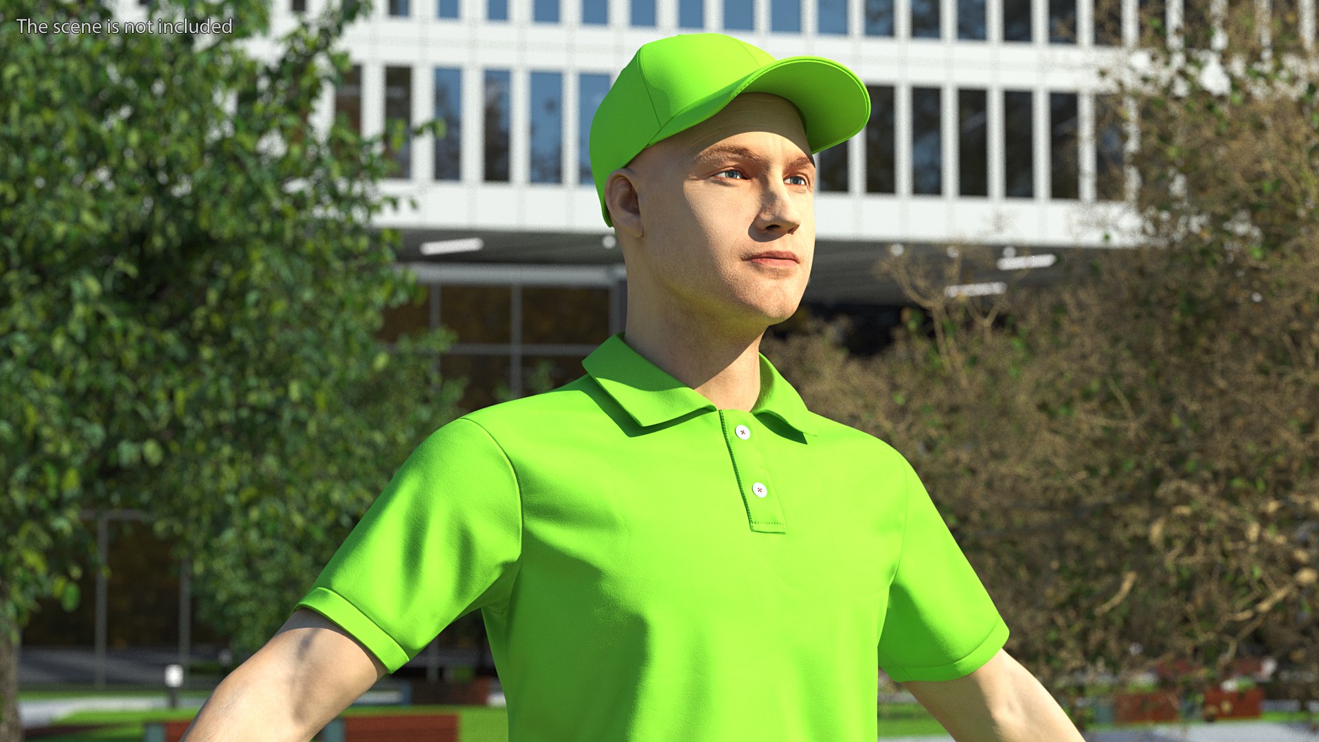Delivery Service Man in Green Uniform Neutral Pose 3D model ...