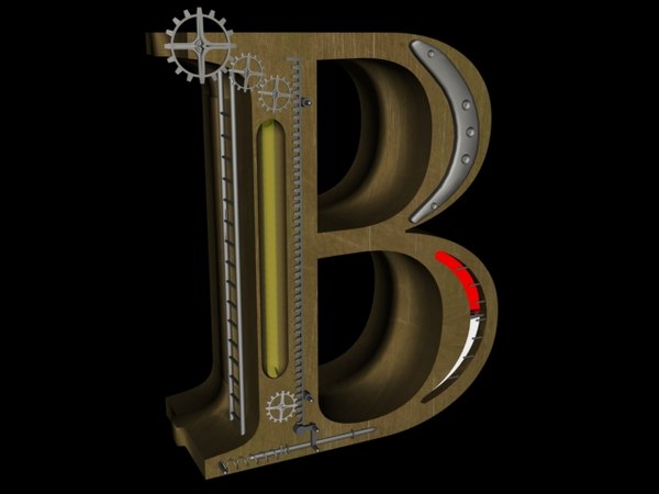 3d steampunk alphabet letters h