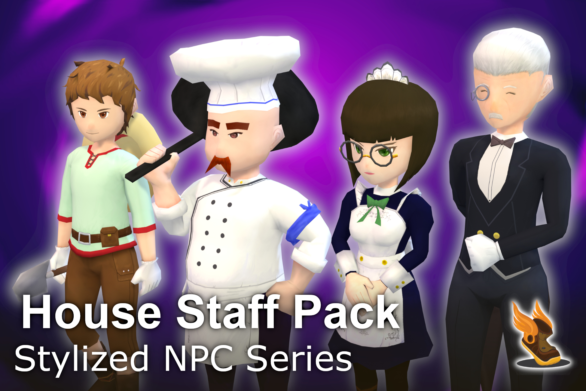 modelo 3d NPC estilizado - Paquete de personal de la casa - TurboSquid 2060212