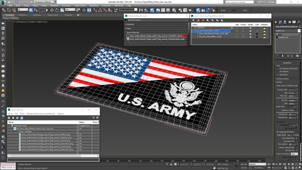 modelo 3d Parche militar de la bandera del ejército de EE. UU ...
