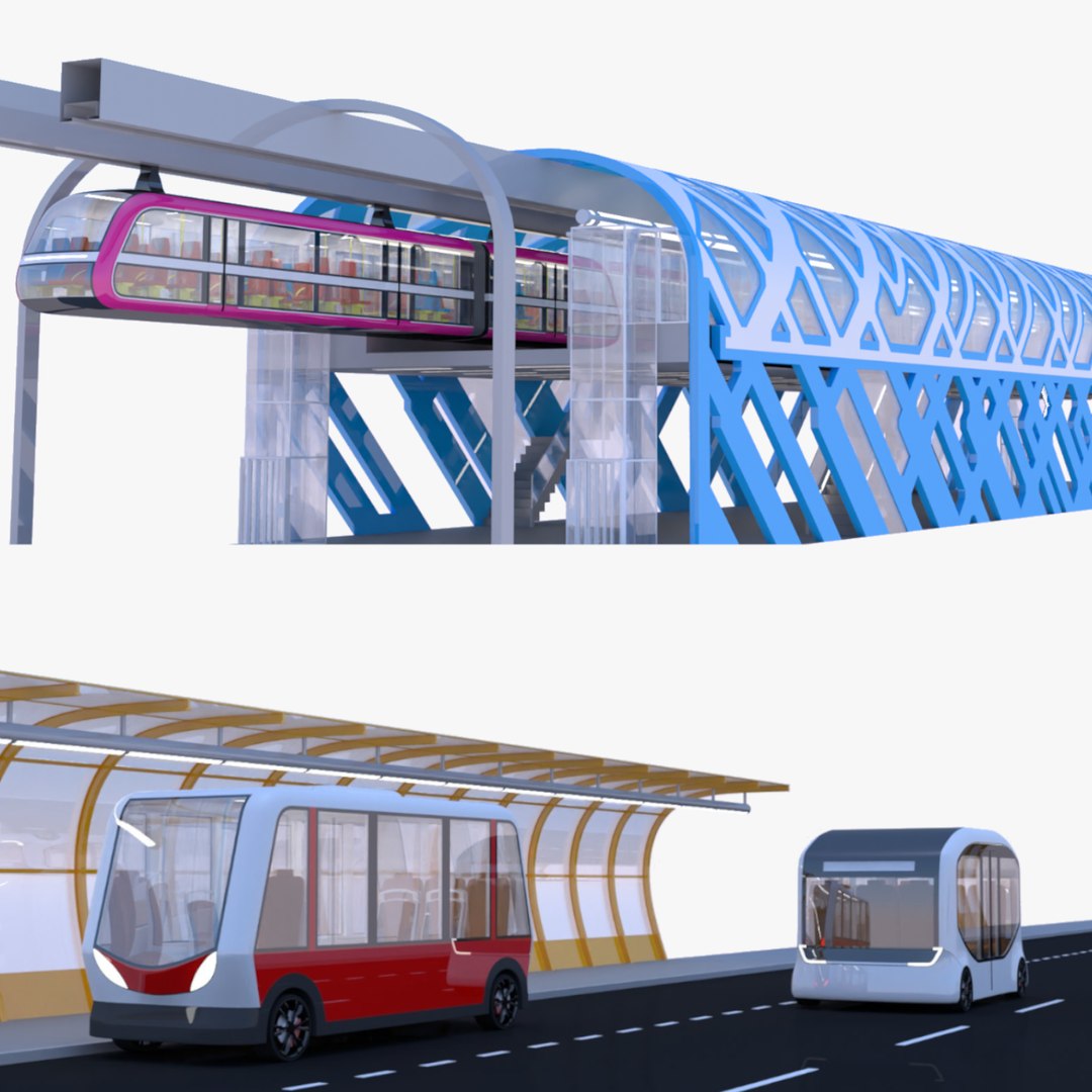 Elevated Train And Bus Station II Model - TurboSquid 2209508