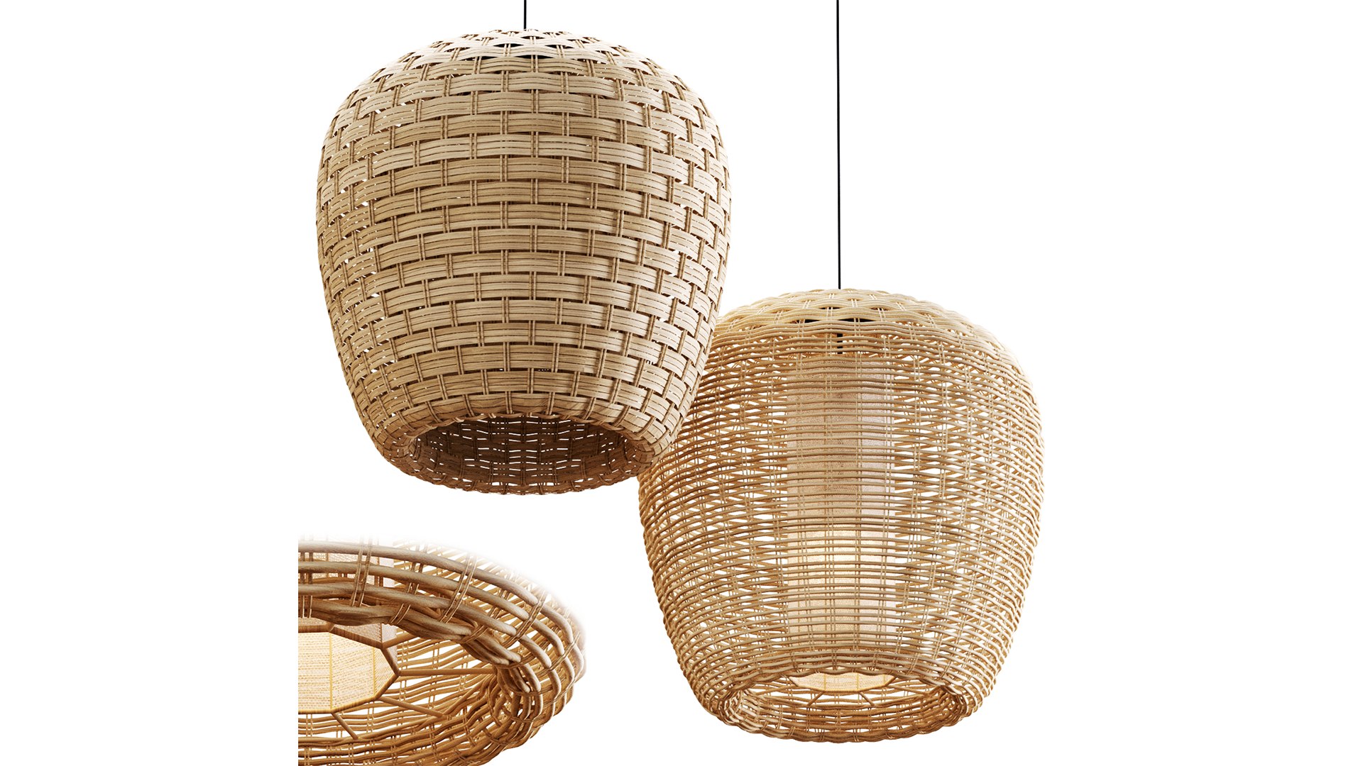 3D Model Rattan Pendant Lights 147 - TurboSquid 1951086