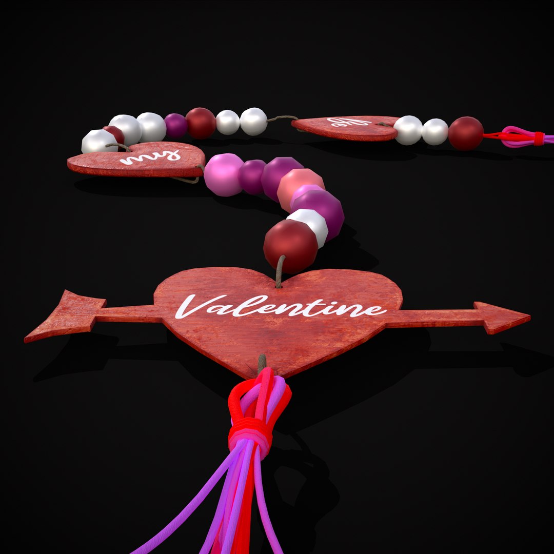 3D Valentines Bead Heart Charm Model - TurboSquid 2031901
