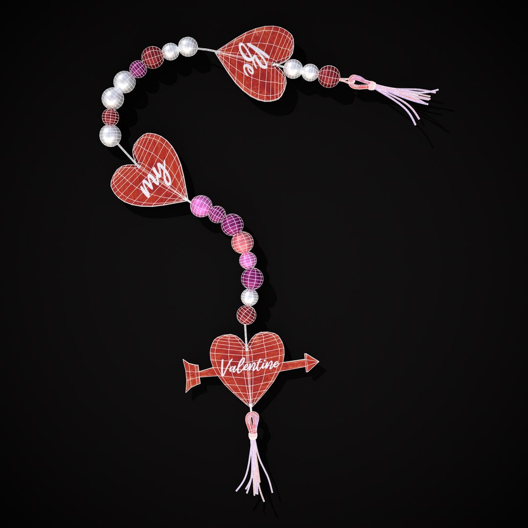 3D Valentines Bead Heart Charm Model - TurboSquid 2031901