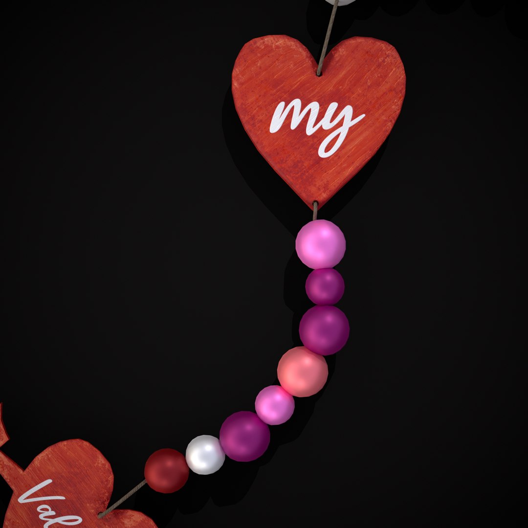 3D Valentines Bead Heart Charm Model - TurboSquid 2031901