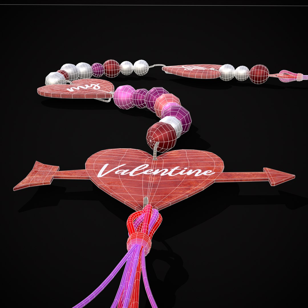3D Valentines Bead Heart Charm Model - TurboSquid 2031901