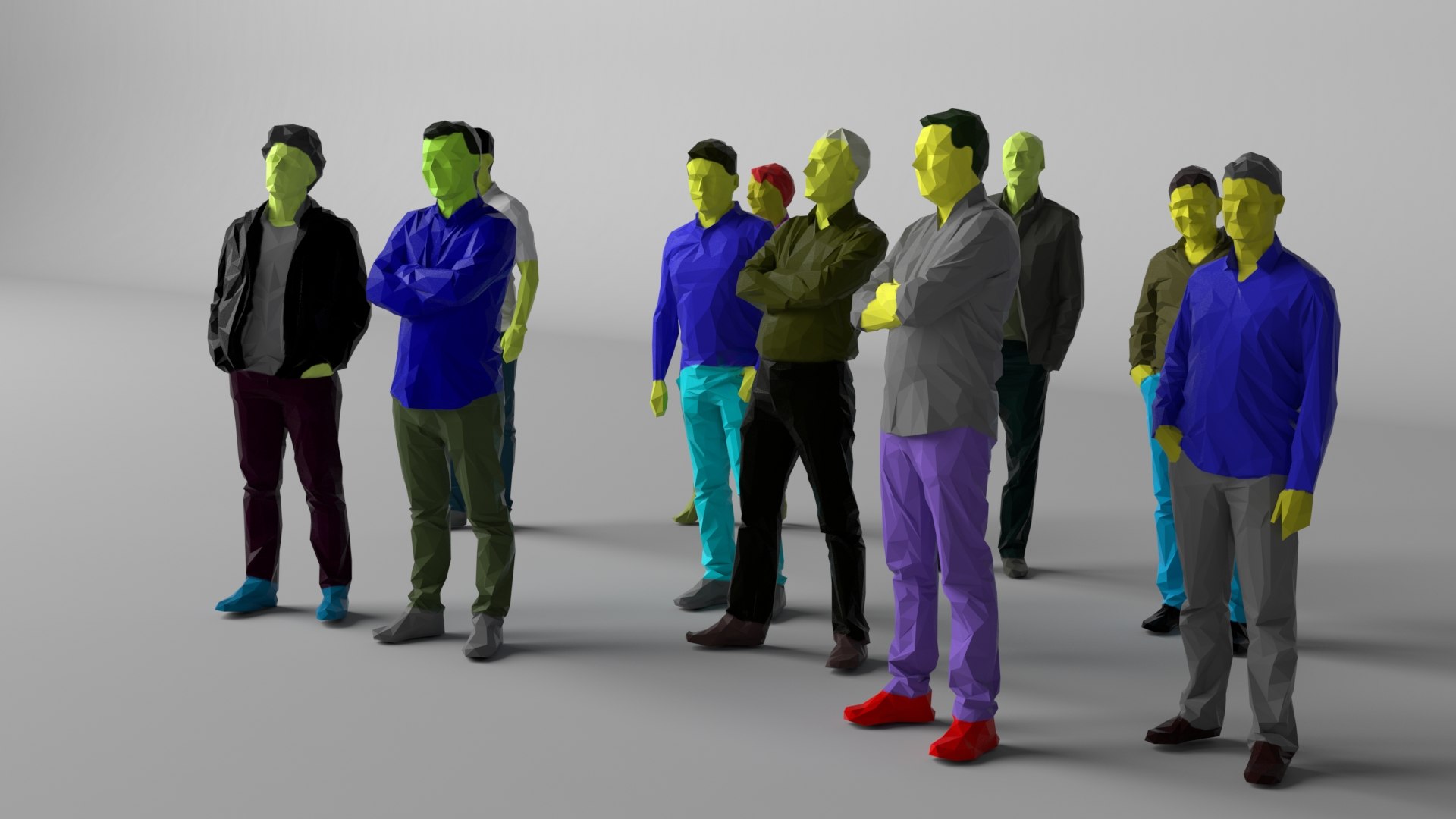 30 People Colored Crowds 3D Model - TurboSquid 1369926