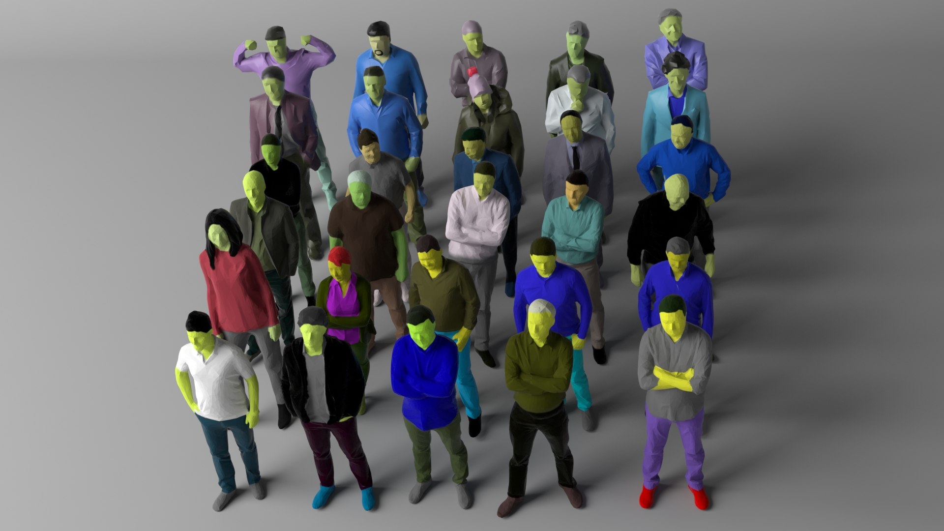 30 People Colored Crowds 3D Model - TurboSquid 1369926