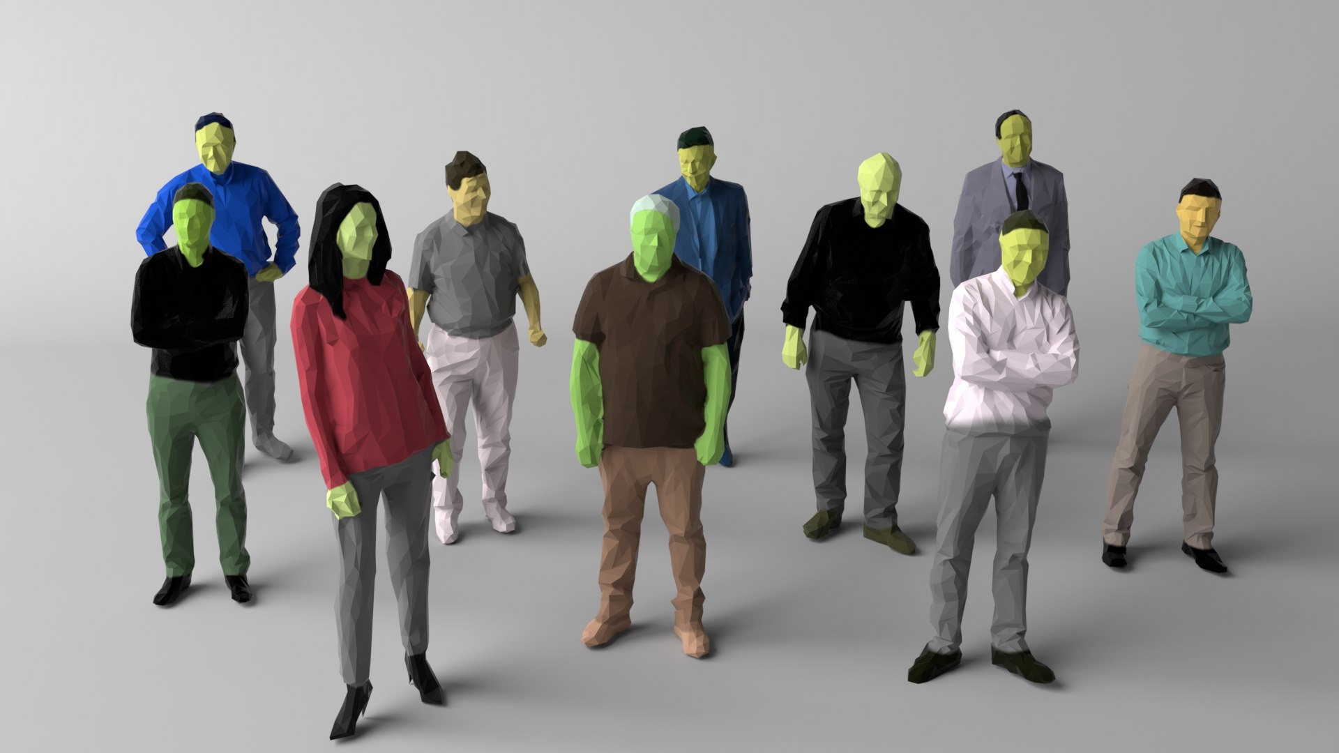 30 People Colored Crowds 3D Model - TurboSquid 1369926