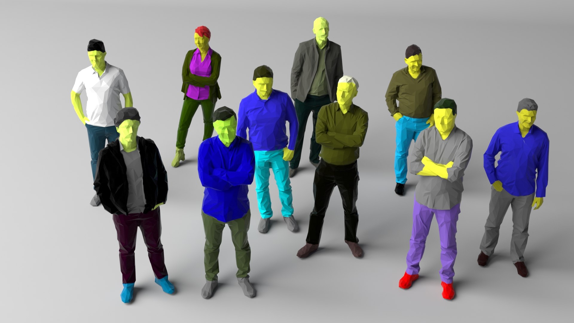 30 People Colored Crowds 3D Model - TurboSquid 1369926