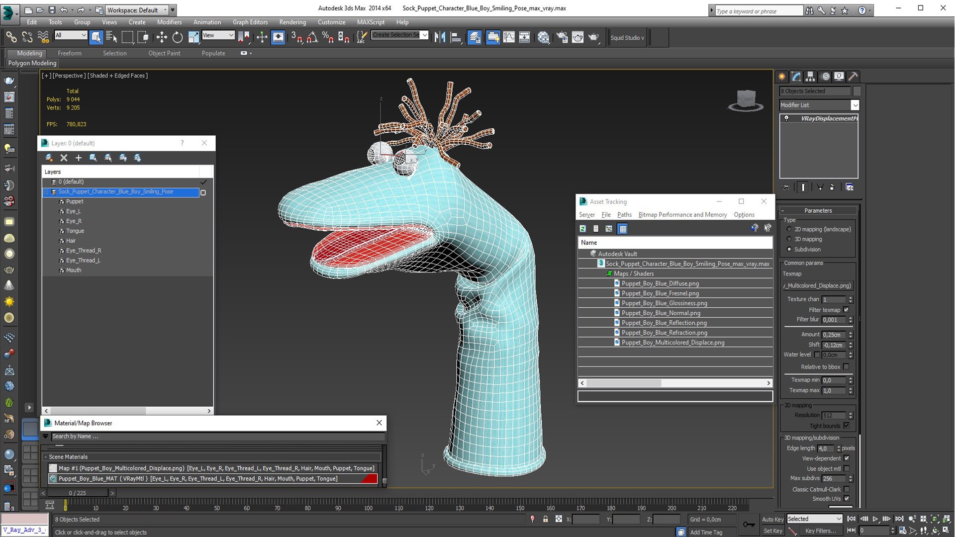 3D Sock Puppet Character Blue Boy Smiling Pose - TurboSquid 2268749