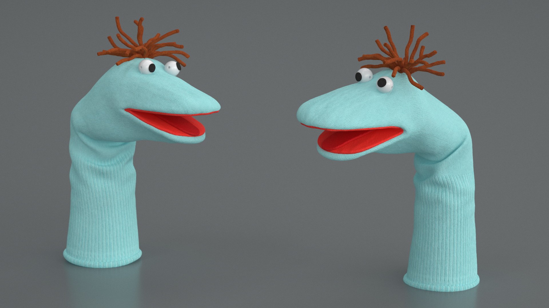 3D Sock Puppet Character Blue Boy Smiling Pose - TurboSquid 2268749