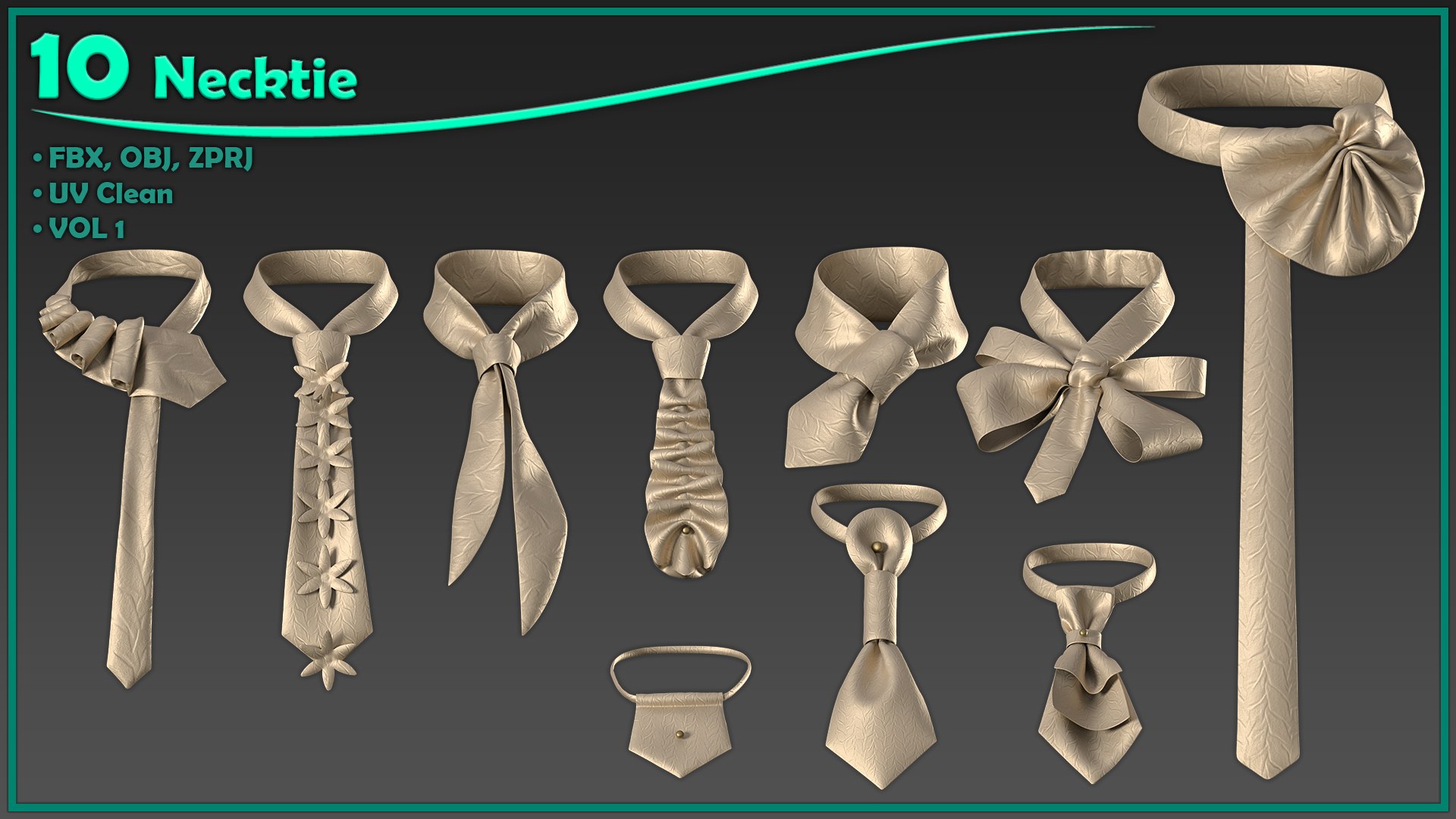 10 Female Necktie Model - TurboSquid 2367197