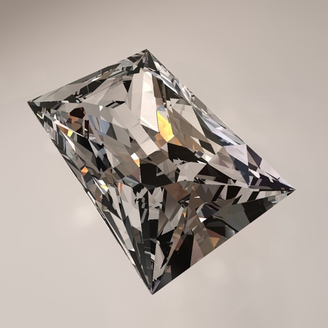 Square Princess Cut Gemstone 3d Model