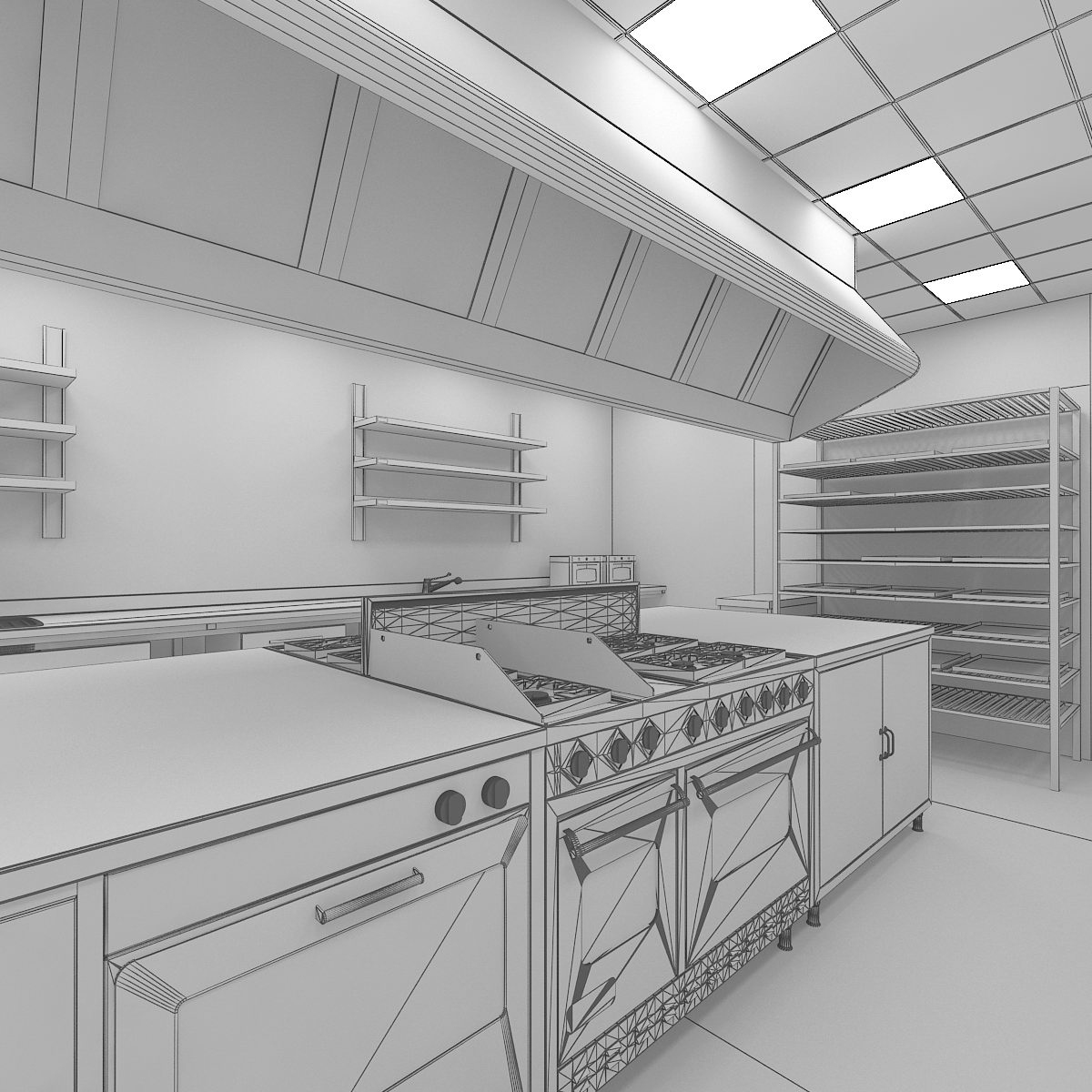 3d industrial kitchen model