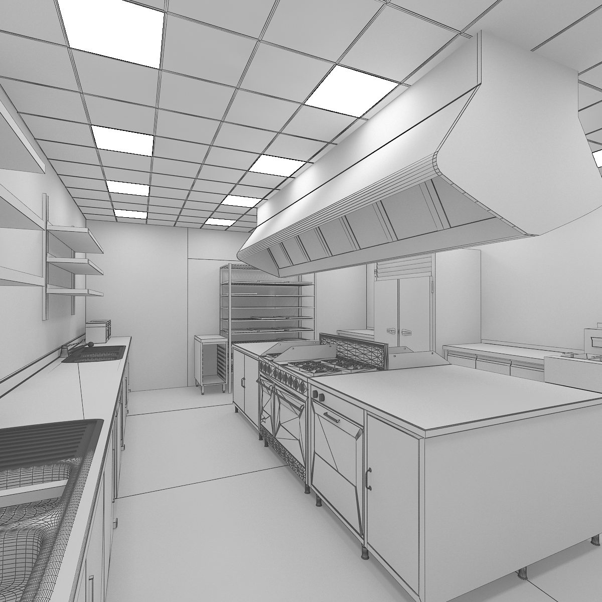 3d industrial kitchen model