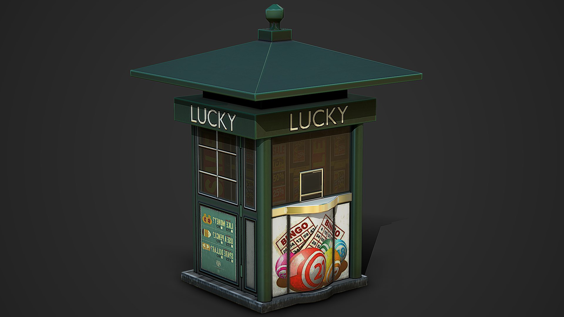 3D model Street Kiosk Low Poly Mobile Ready - TurboSquid 2049076