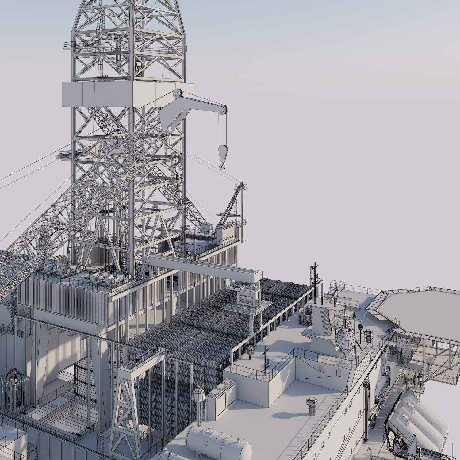 Plataforma de Petróleo Semi-Submersível DETALHADA Modelo 3D ...