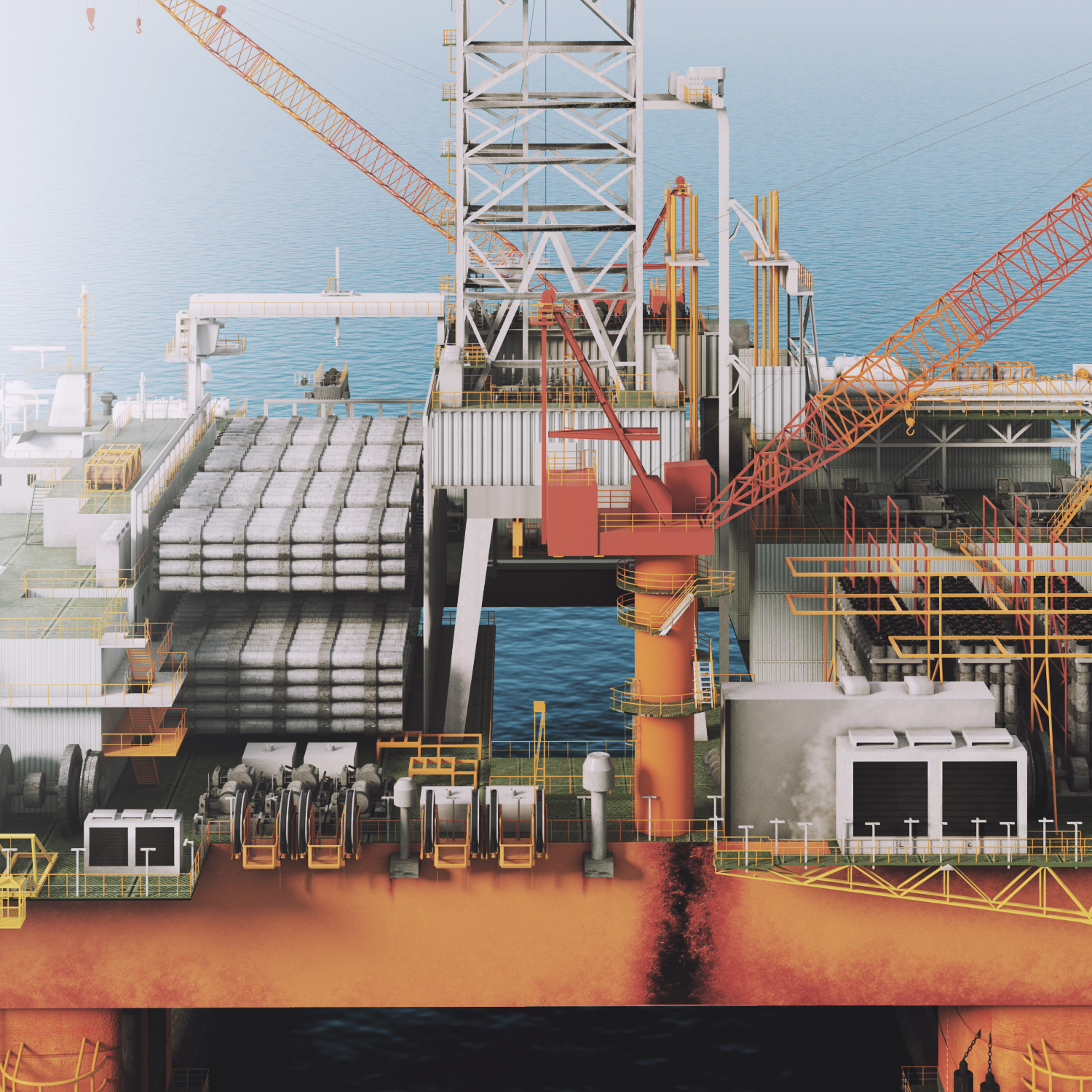 Plataforma de Petróleo Semi-Submersível DETALHADA Modelo 3D ...