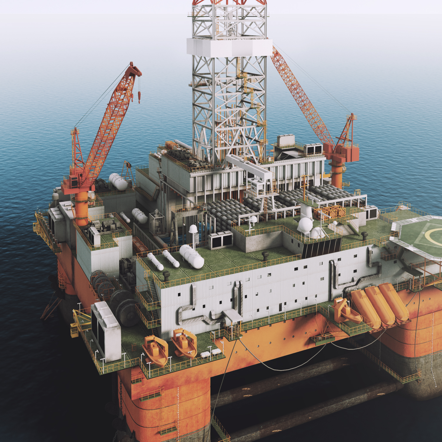 Plataforma de Petróleo Semi-Submersível DETALHADA Modelo 3D ...