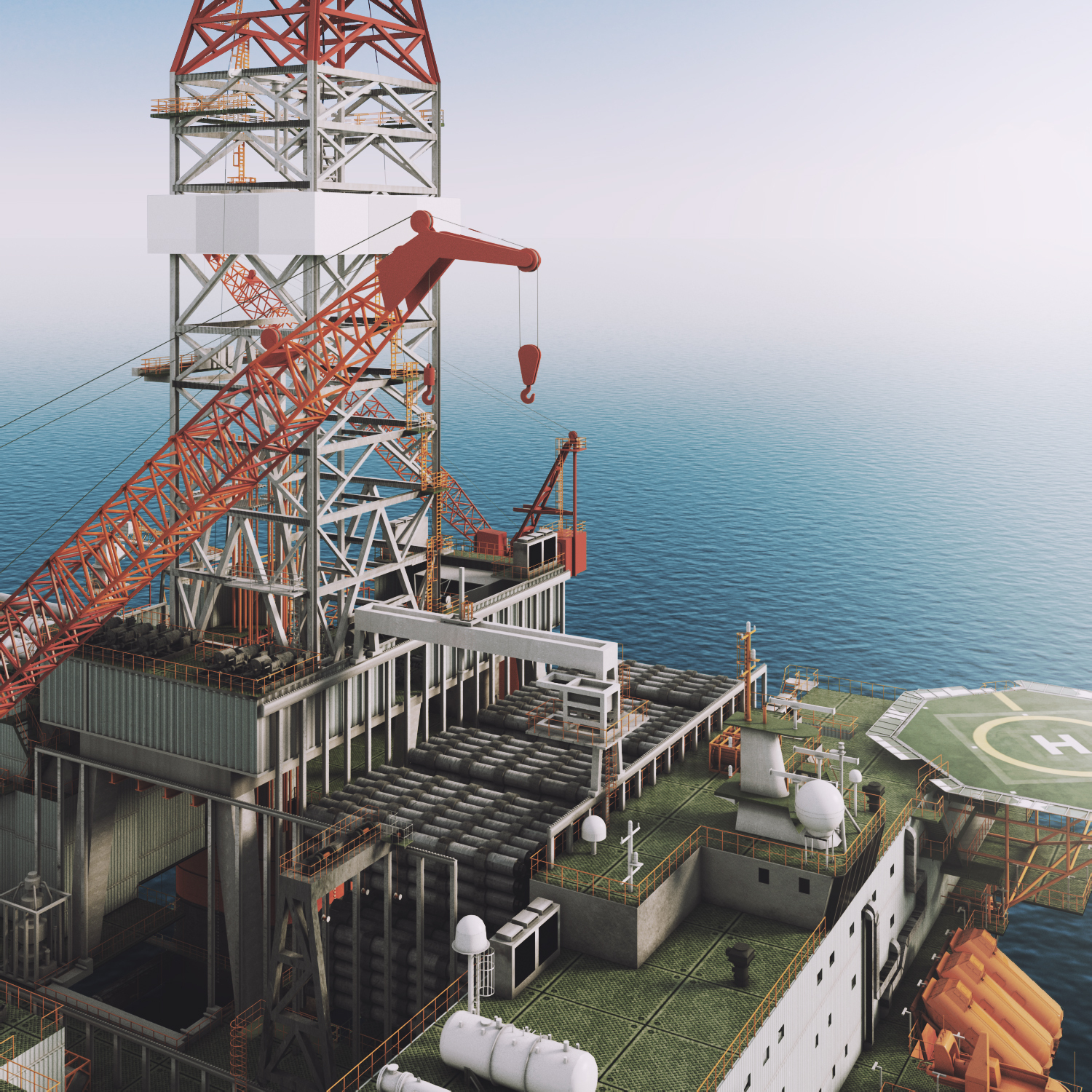 Plataforma de Petróleo Semi-Submersível DETALHADA Modelo 3D ...