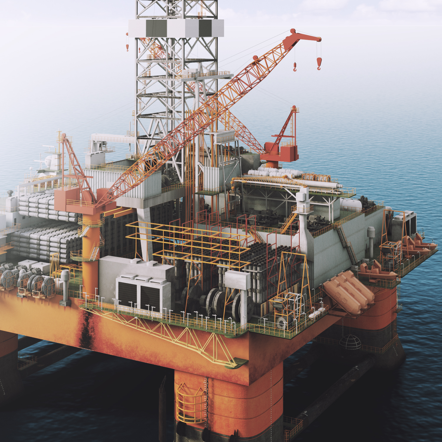 Plataforma de Petróleo Semi-Submersível DETALHADA Modelo 3D ...