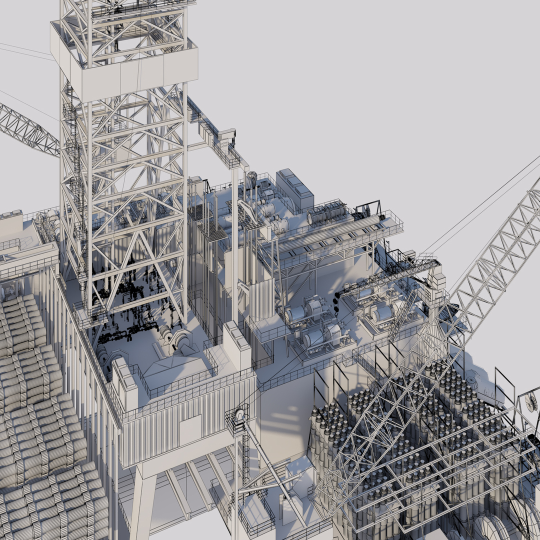 3D semi submersible oil rig - TurboSquid 1178366