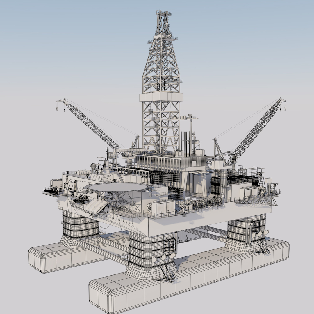 3D semi submersible oil rig - TurboSquid 1178366